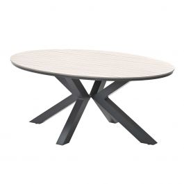 Tulli tuintafel 180x115 cm light teak look - Tuintafel ovaal vorm